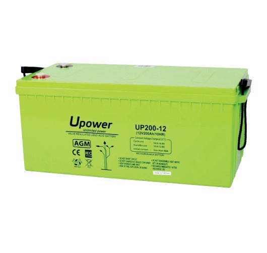 Batterie AGM UP200-12 (12V 200Ah) pour systèmes solaires, secours ...