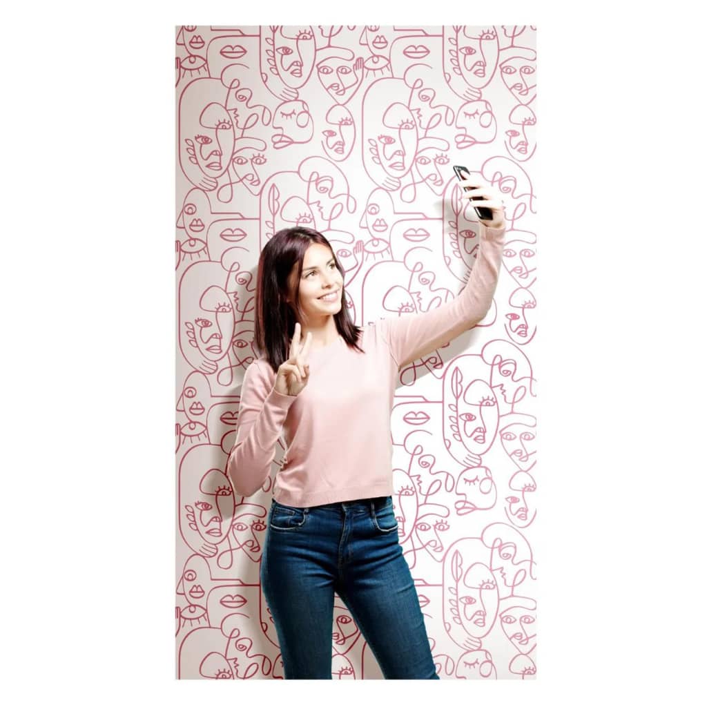 Papel pintado de caras con líneas artísticas de Friends&Coffee, pared ...