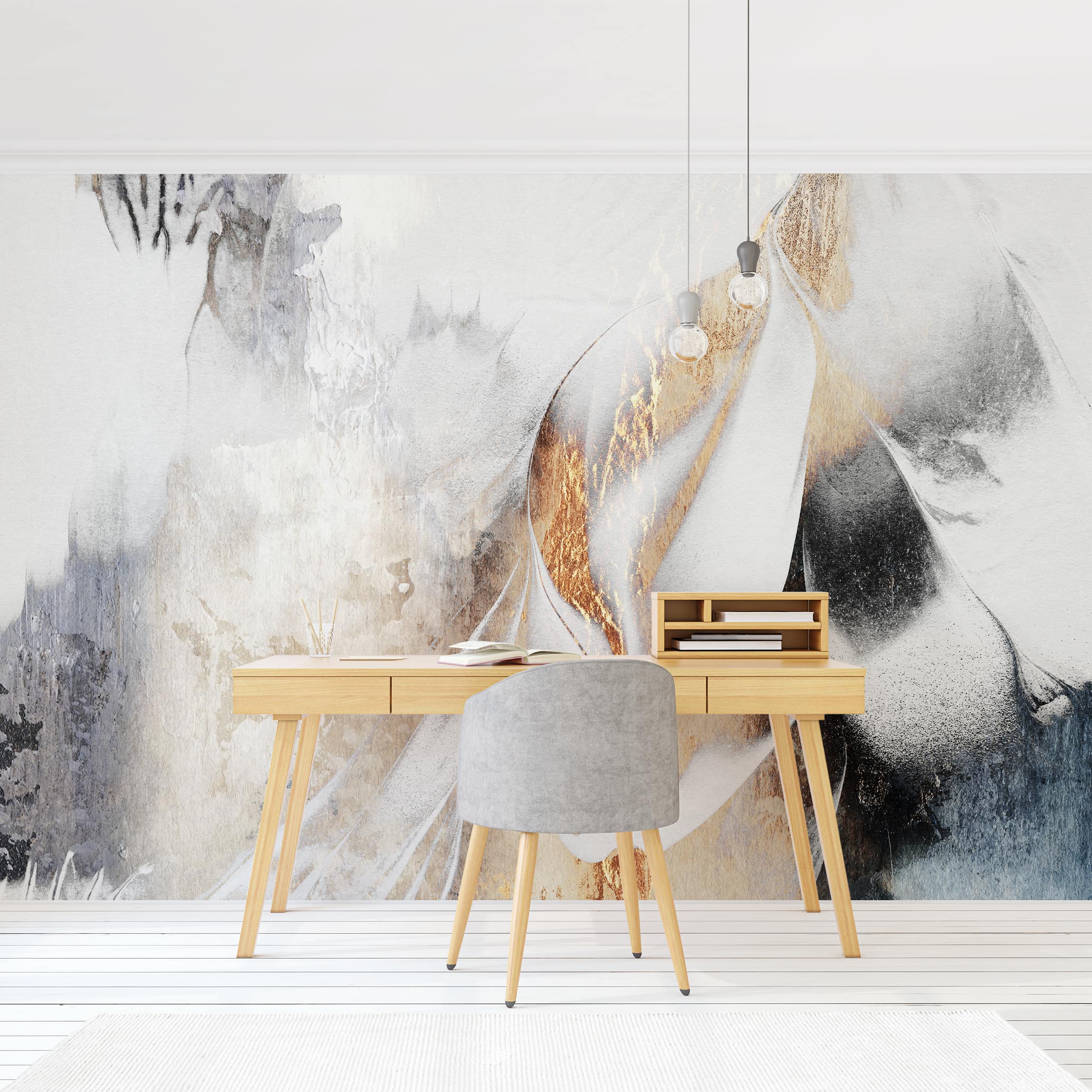 Papier peint panoramique abstrait aquarelle art à motif 200 - salon chambre cuisine couloir ...