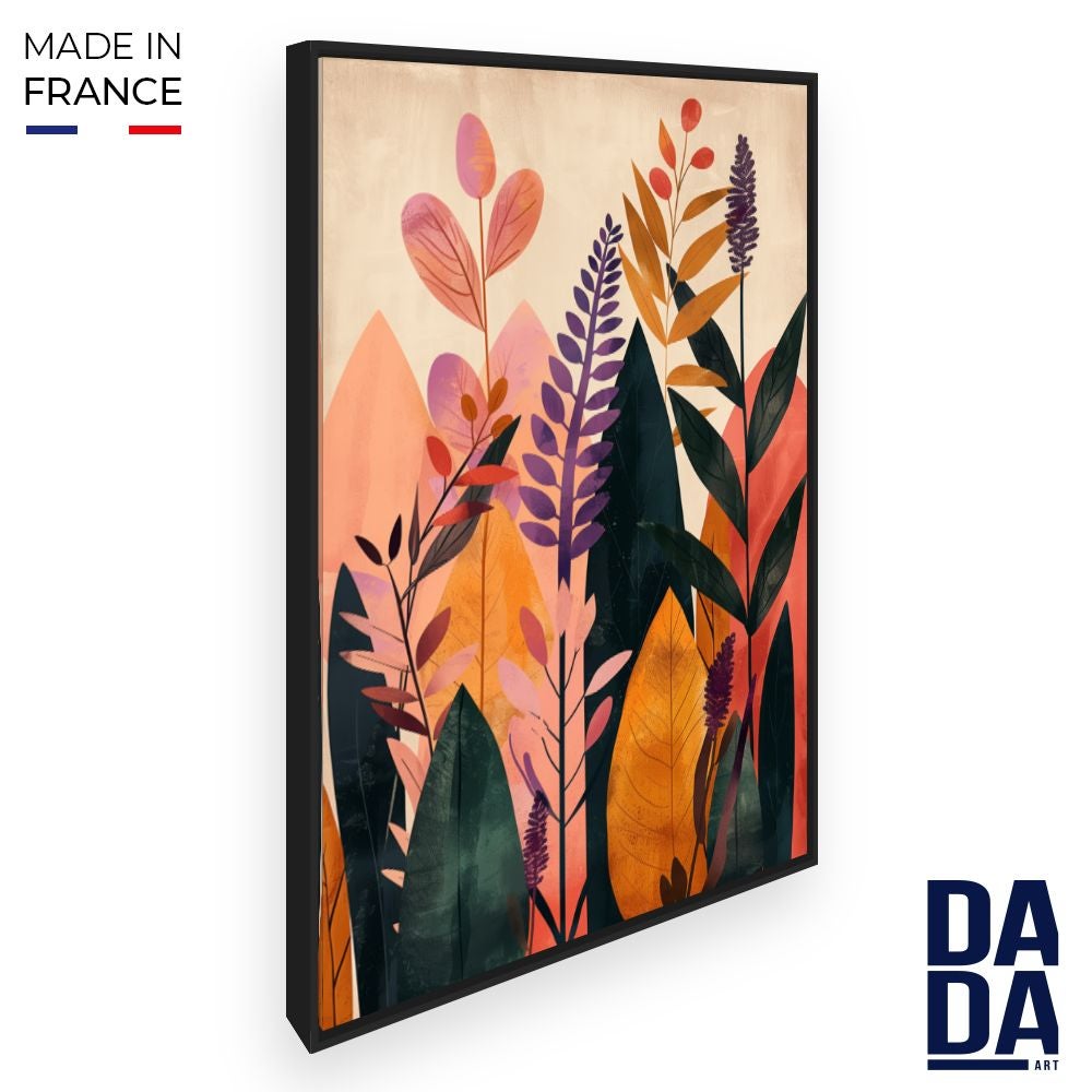 Toile encadrée Feuillage vibrant / 72x108cm / Cadre Noir / Fabriqué en ...