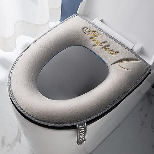 Funda de inodoro (gris), suave y gruesa, con asa, lavable, compatible ...