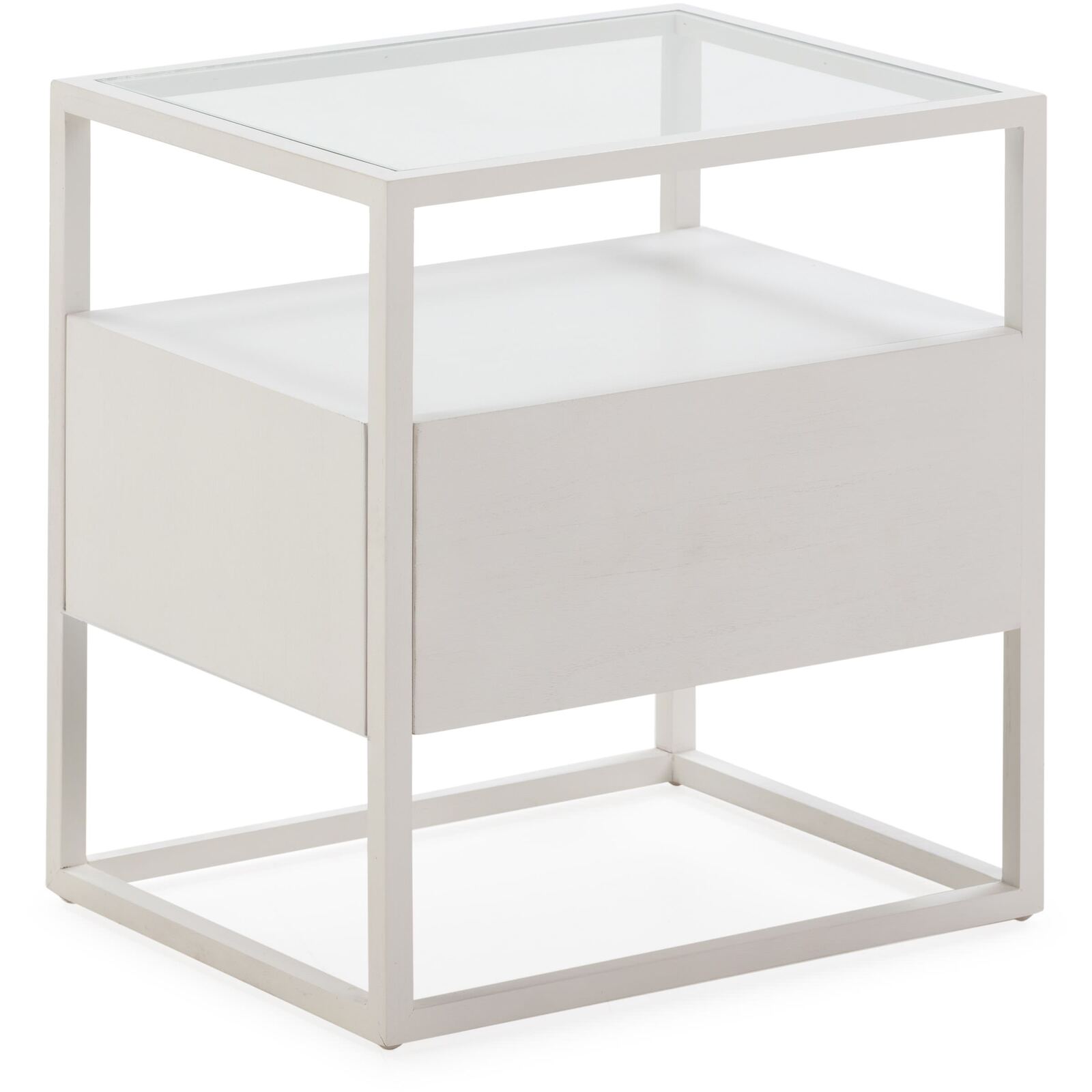 Tables de Chevet 50 x 40 x 55 cm Verre, Bois 50 x 40 x 55 cm Blanc ...
