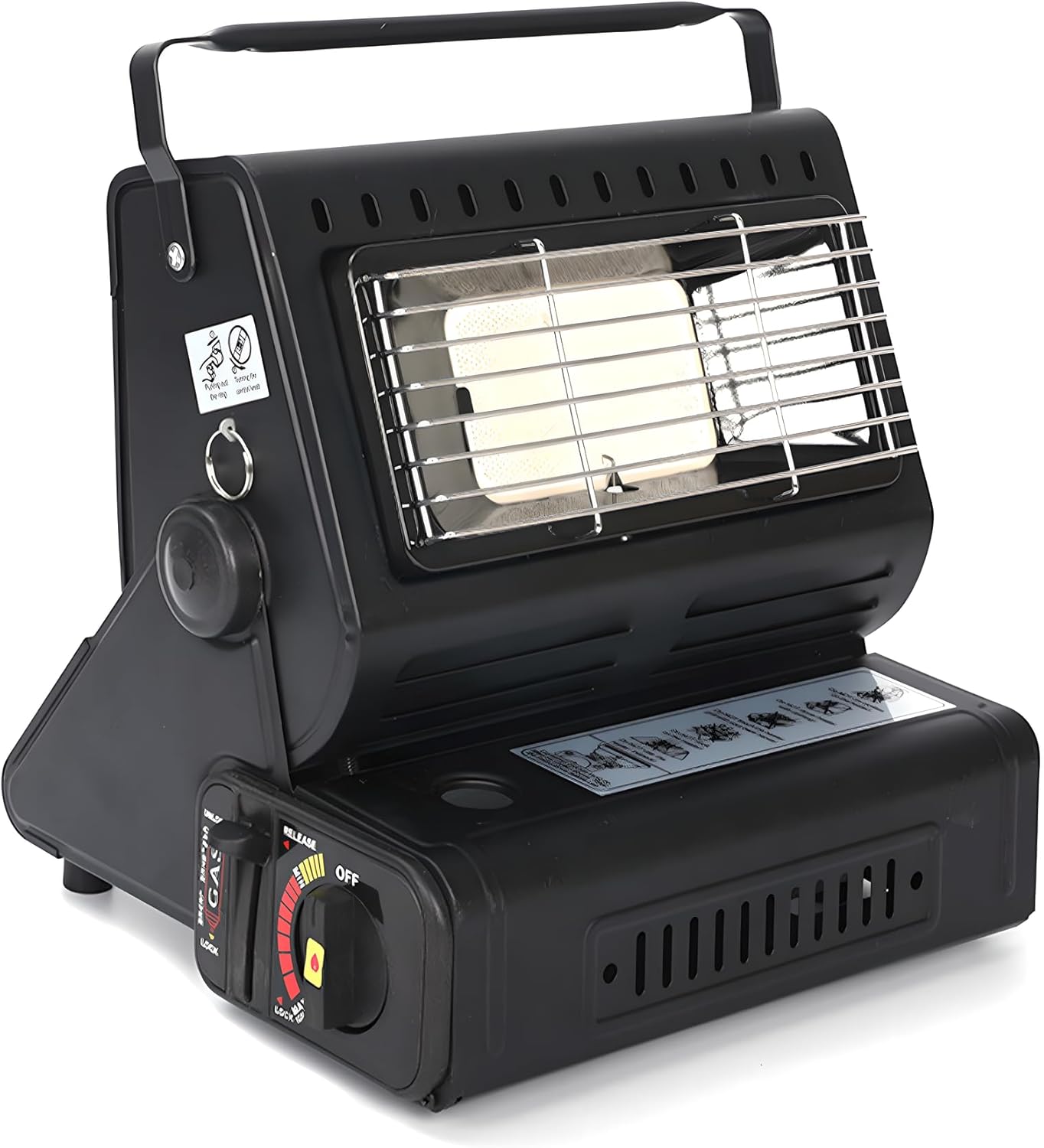 Chauffage à gaz de camping portable (noir 1,3 kW) avec réservoir d ...
