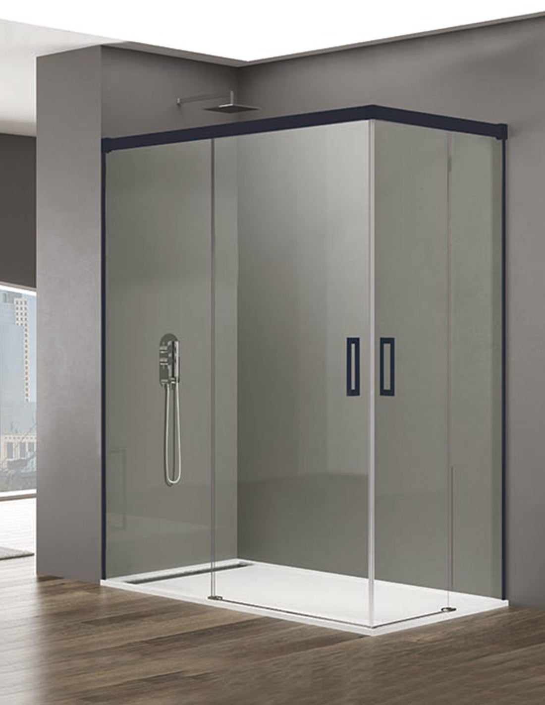 Cabine Paroi de douche d'angle 2+2 ALLSTONE BASIC, Sans profil ...