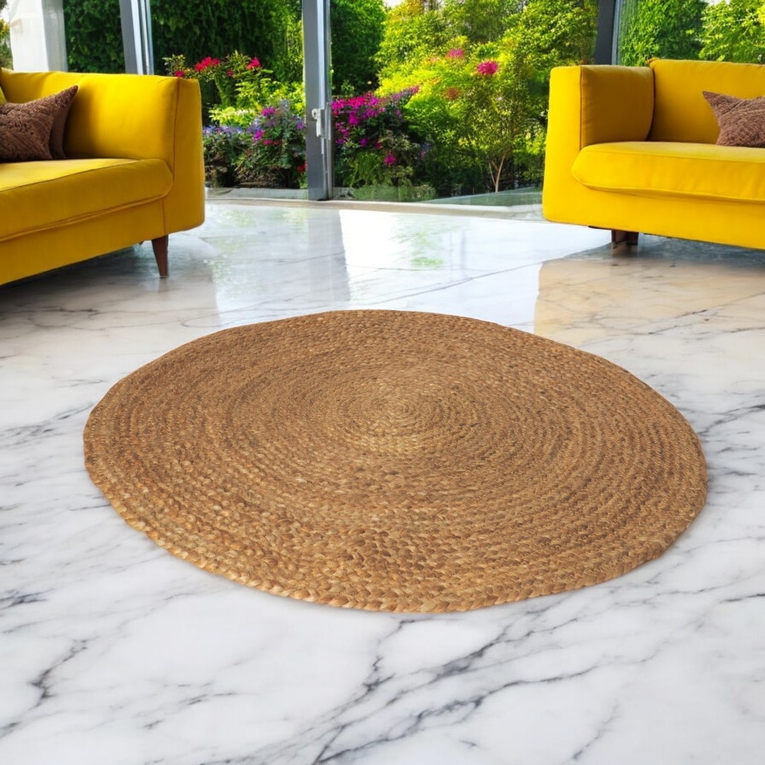Dylrev Tapis Rond en Jute Naturel, D80cm | Leroy Merlin