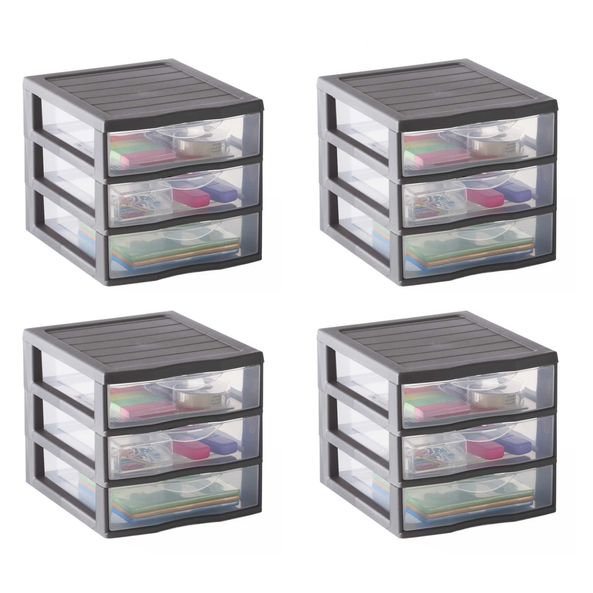 Lot de 4 petites tours de rangement plastiques A6 Orgamix 3 tiroirs ...