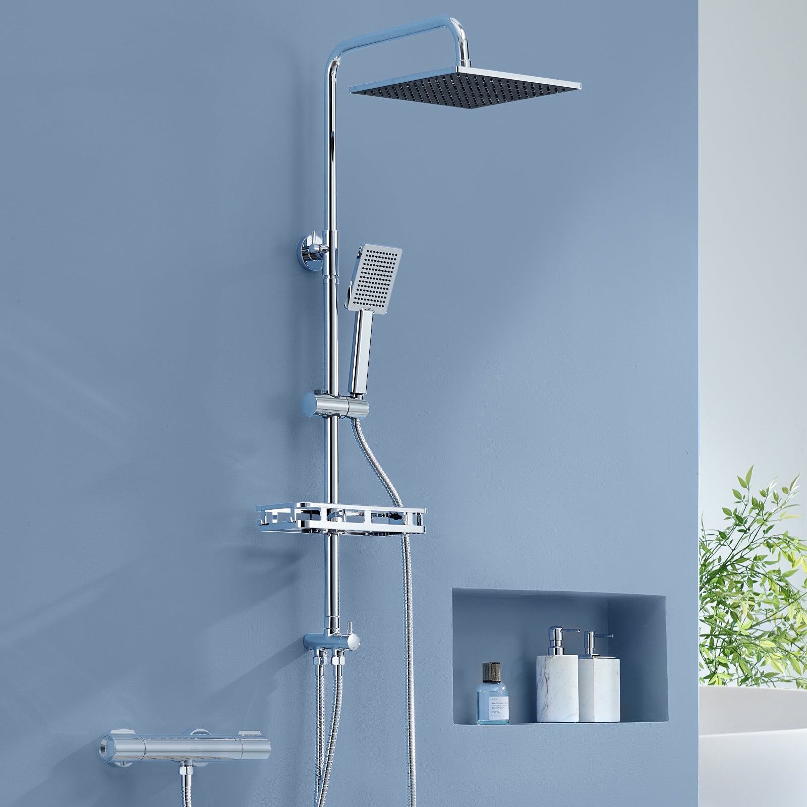 Auralum max Colonne Douche Sans Robinet en Inox Chromée- Ensemble Mural ...