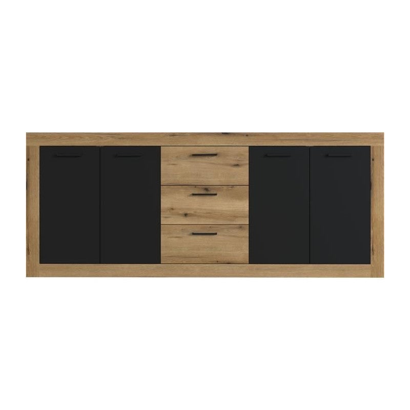 Credenza in melamina rovere e nero 4 ante + 3 cassetti Stile ...
