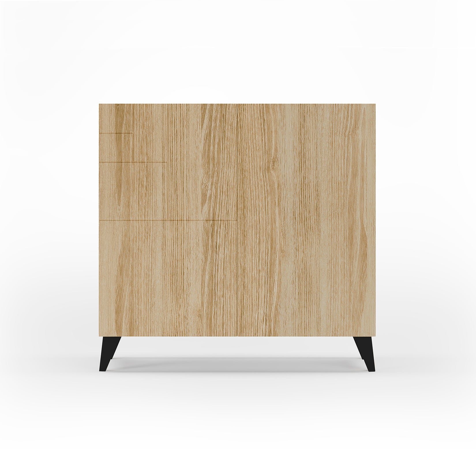 Mueble zapatero en melamina y patas haya, modelo Bergen, color roble ...