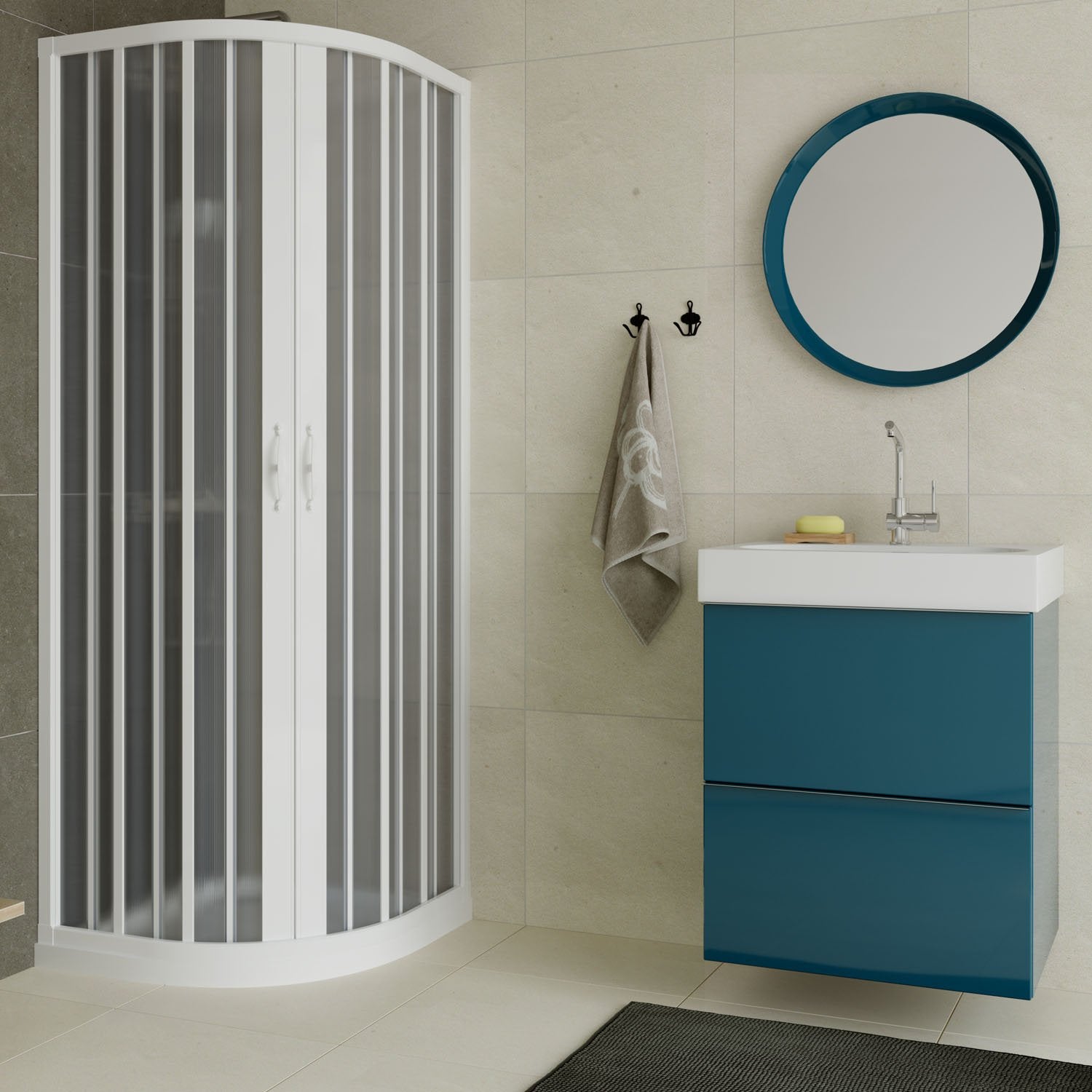 Mampara de ducha plegable semicircular 75x75 CM Semicircular de PVC mod ...