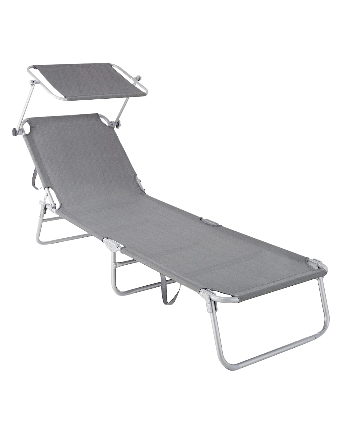 Lit en Textilene 2810143 Dossier réglable GRIS Tube 18 mm avec Parasol ...