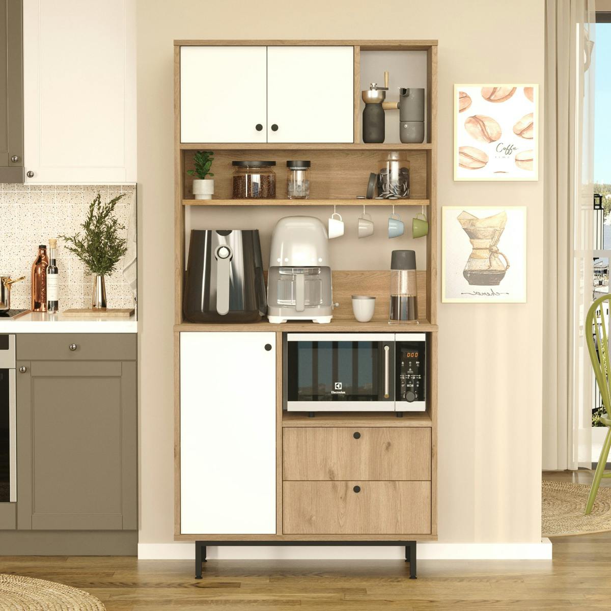 Buffet cuisine moderne niche micro-ondes H 180 cm JENA | Leroy Merlin