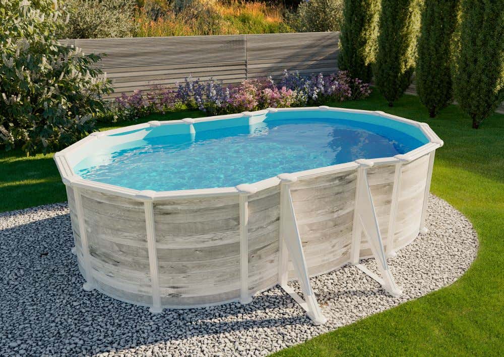 Piscine à parois d'acier Bornholm Gre Pools, 5.3x5m dim. ext. (cas ...