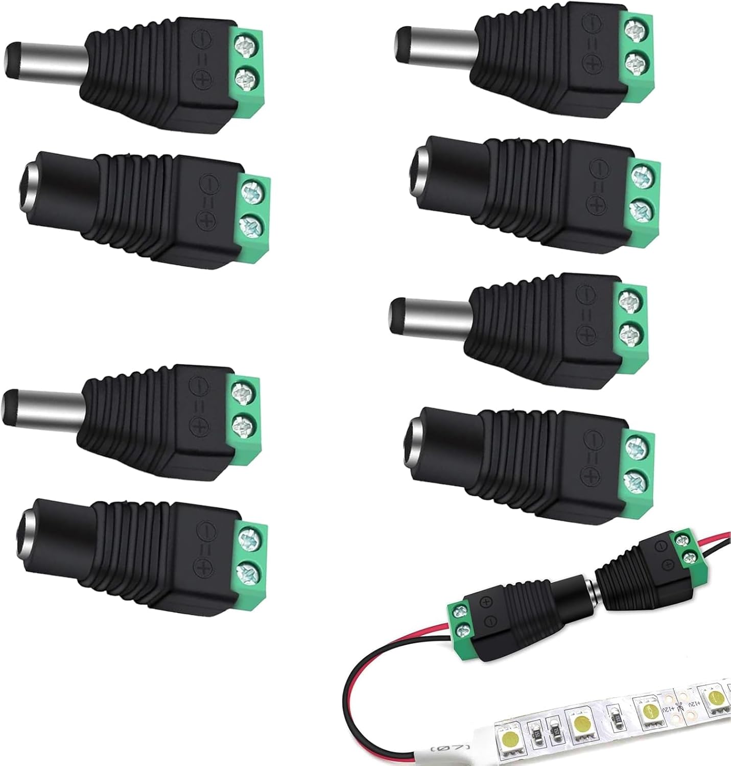 4 Paires Connecteur 12v DC Adaptateur,5.5mm x 2.1mm MâLe et Femelle d ...