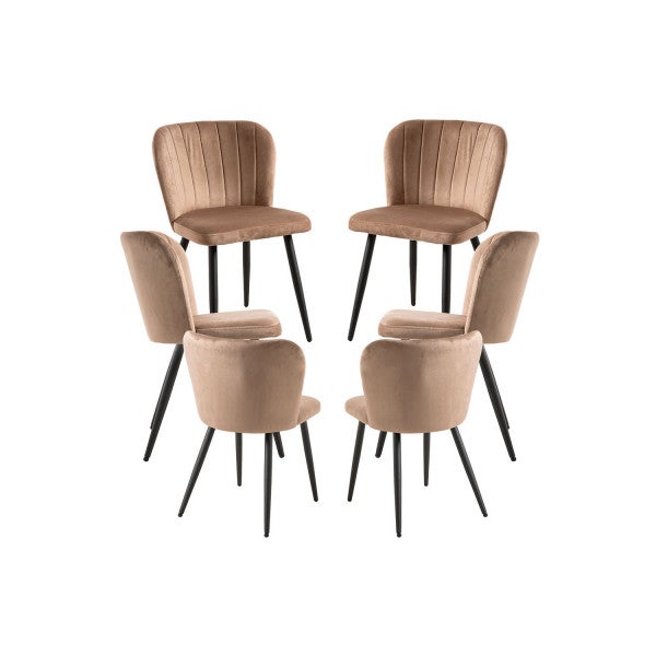 Pack 6 Sillas Luk Terciopelo - Marrón claro | Leroy Merlin