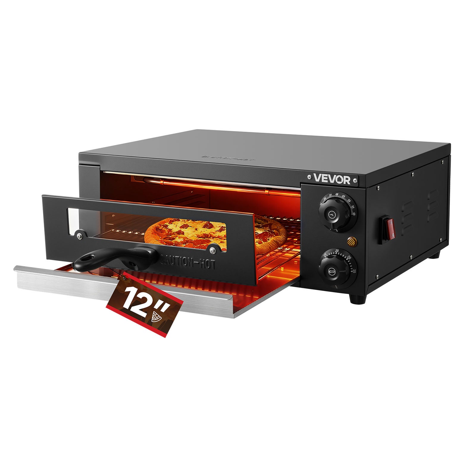 Horno Eléctrico para Pizza VEVOR Encimera 12" 1450W, Ajustable 25-300°C ...