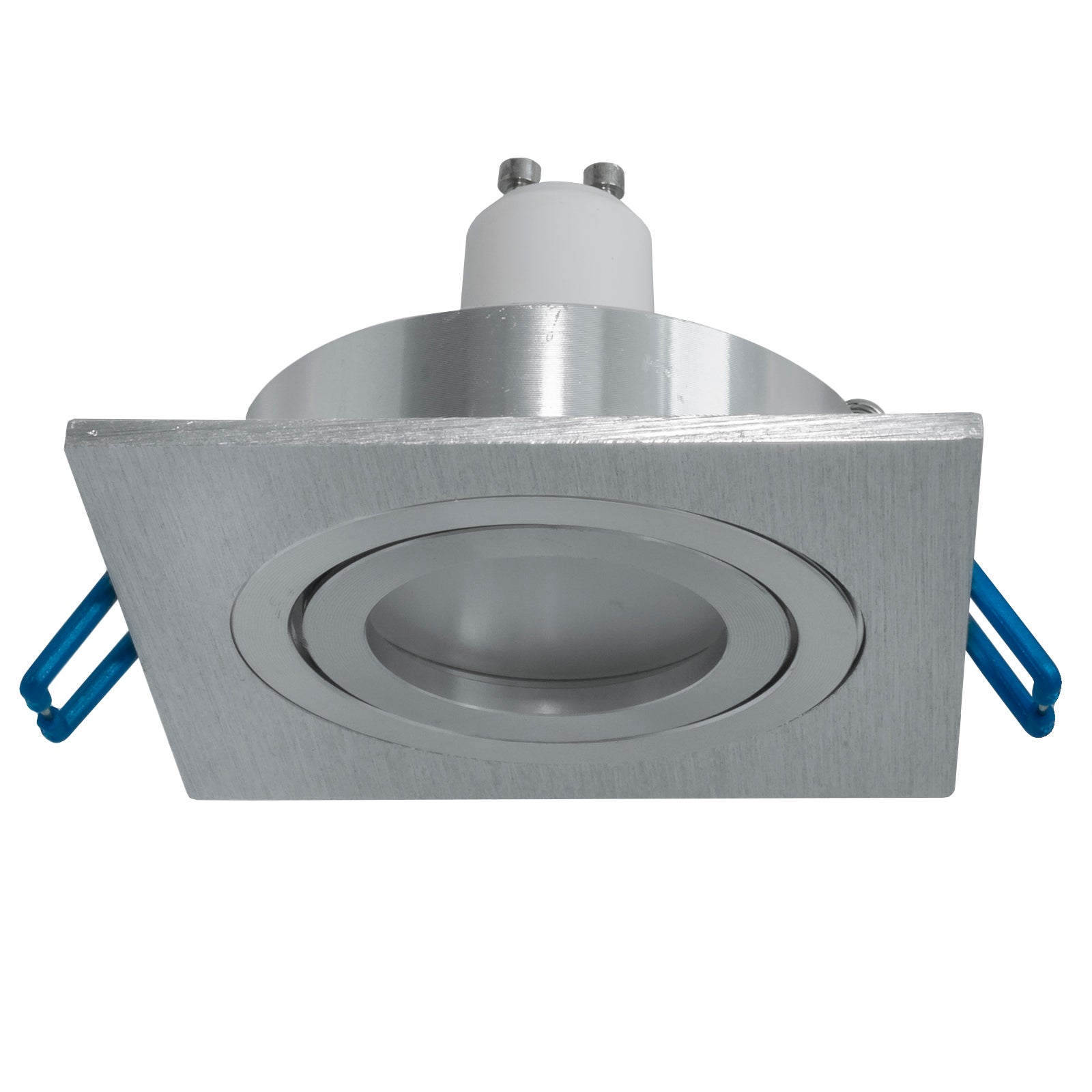 Foco plateado empotrado cuadrado 80mm lámpara LED ajustable 8W GU10 ...