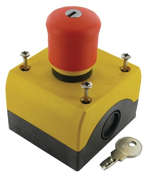 Boite à bouton arrêt d'urgence à clé 1O/1F - IP67 - M22-PVS/KC11/IY - 216523 - Eaton | Leroy Merlin