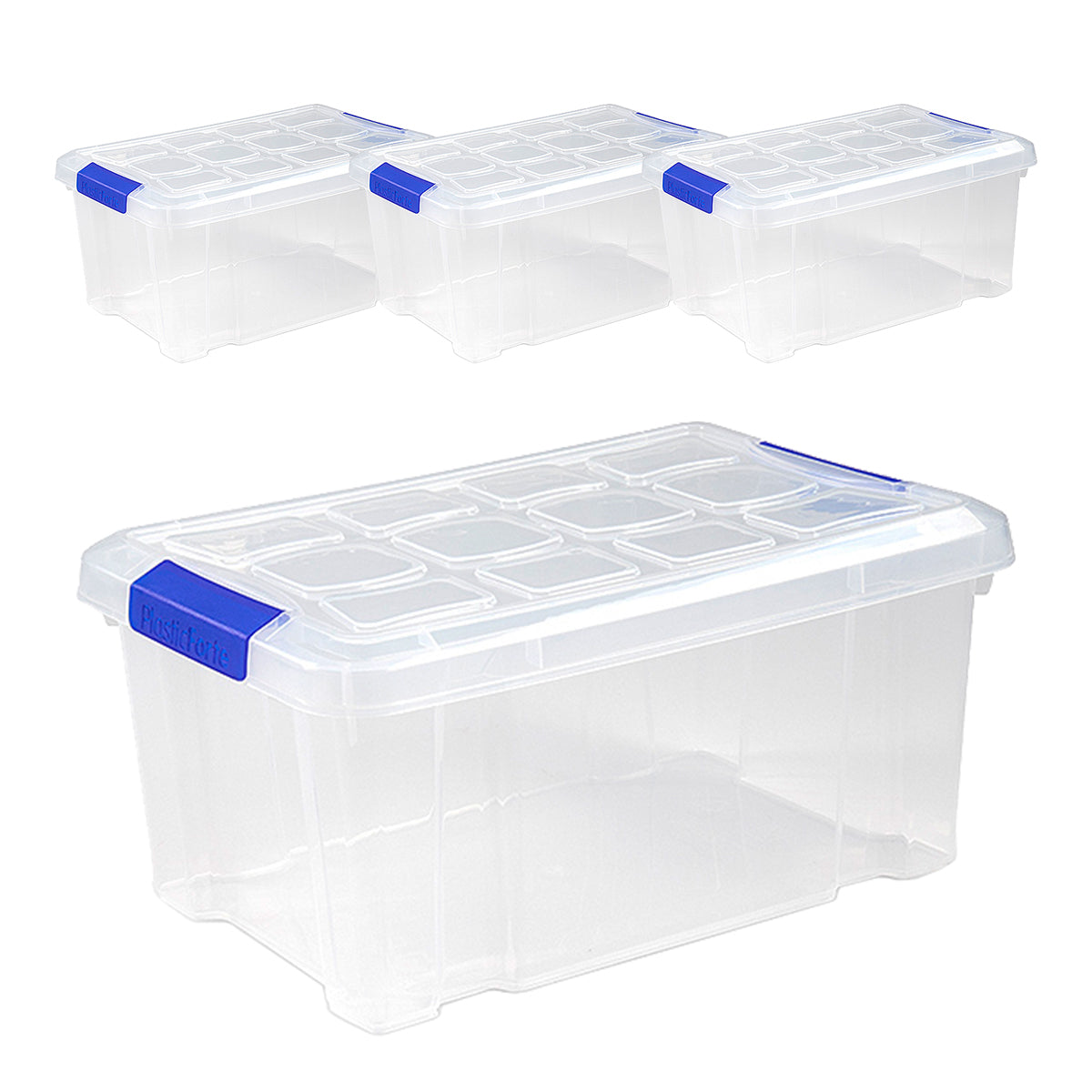 Plastic Forte Serie Blue - Set de 4 Cajas de Ordenación Multiusos de 5L ...