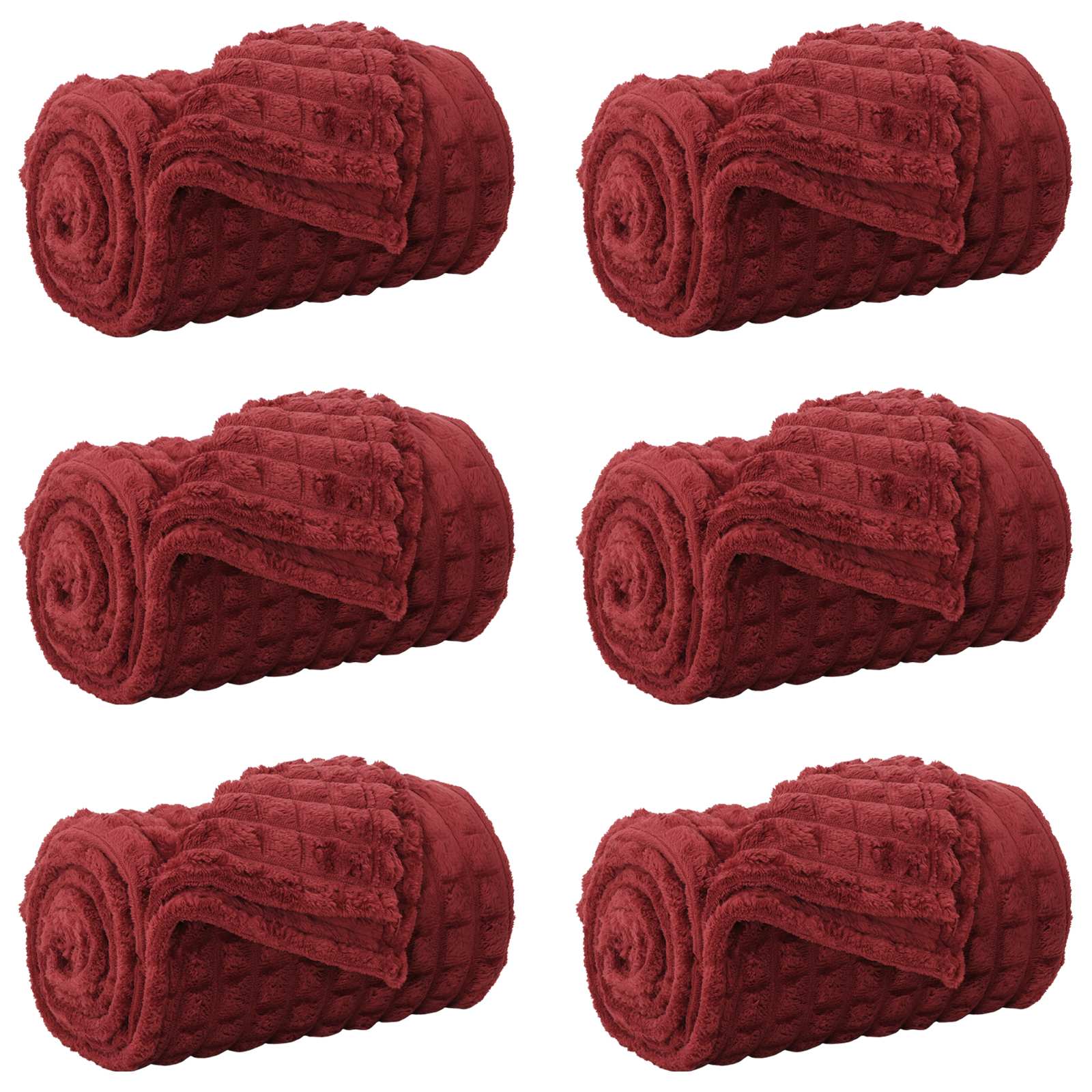 Couvertures à jeter 6 pcs Rouge Bordeaux 200 x 150 cm Toison | Leroy Merlin