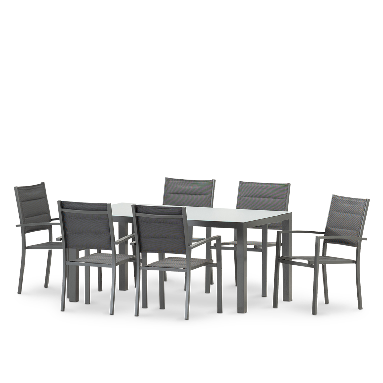 Table 160×90 et 6 chaises de jardin gris - Tokyo | Leroy Merlin