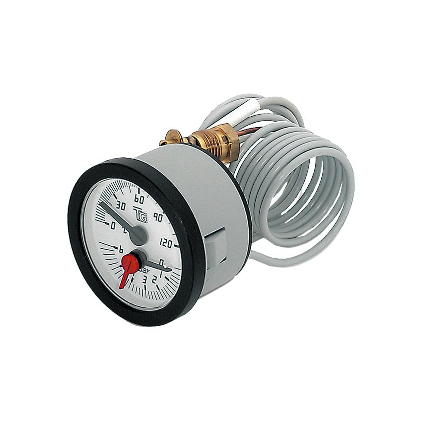 Termomanómetro incorporado ø 52 c/escala cap.1.5mt 120°c-6bar att.1/4 "gas | Leroy Merlin