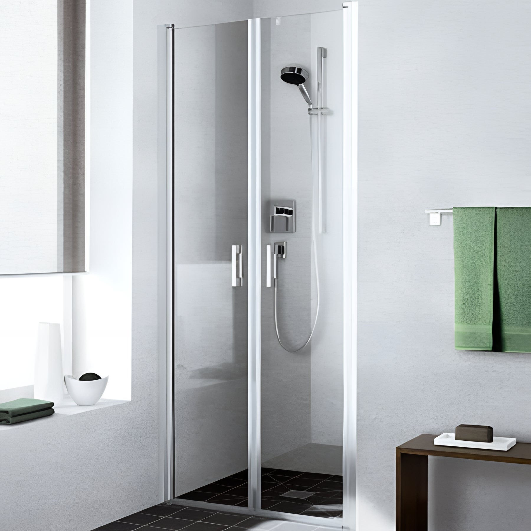 Paroi de douche 2 battants largeur 90cm hauteur 200 cm argent finition ...