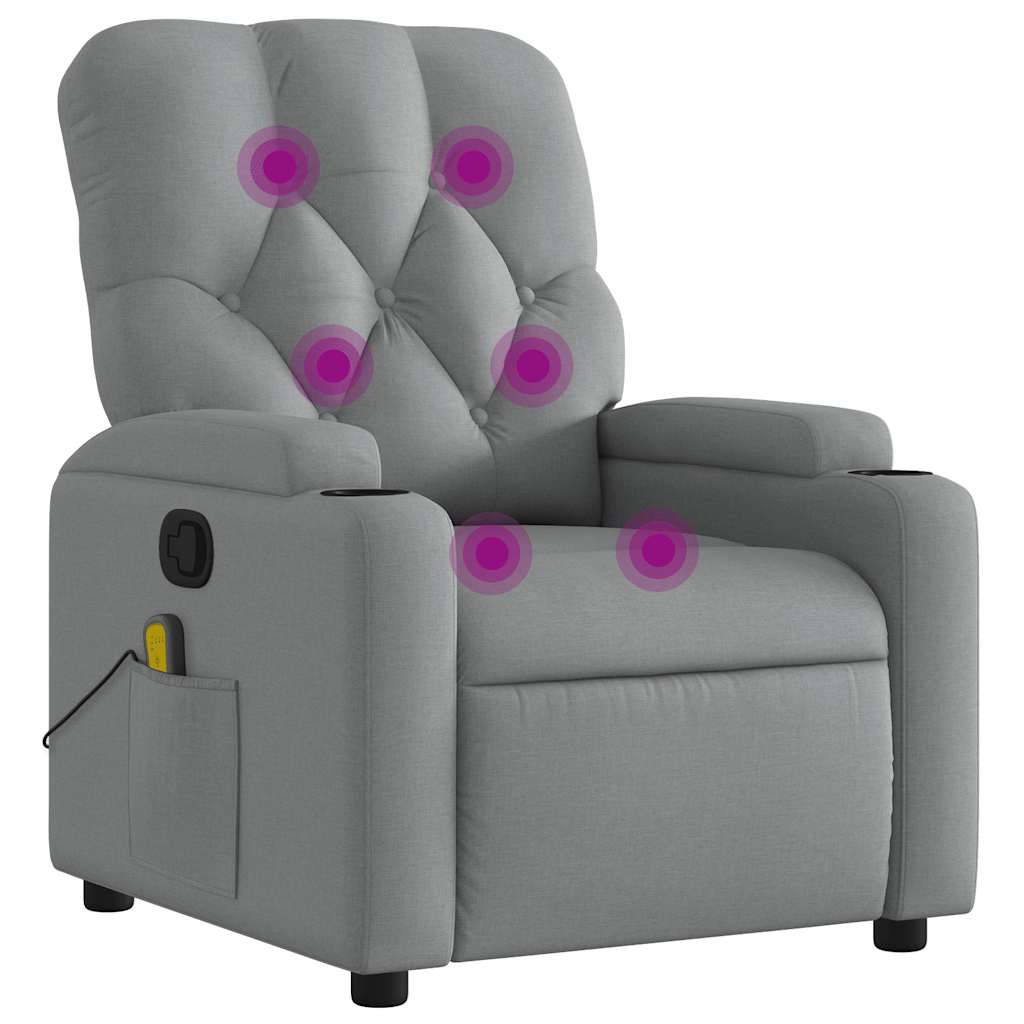 Sillón reclinable de masaje de tela gris claro - COMFORTXL | Leroy Merlin