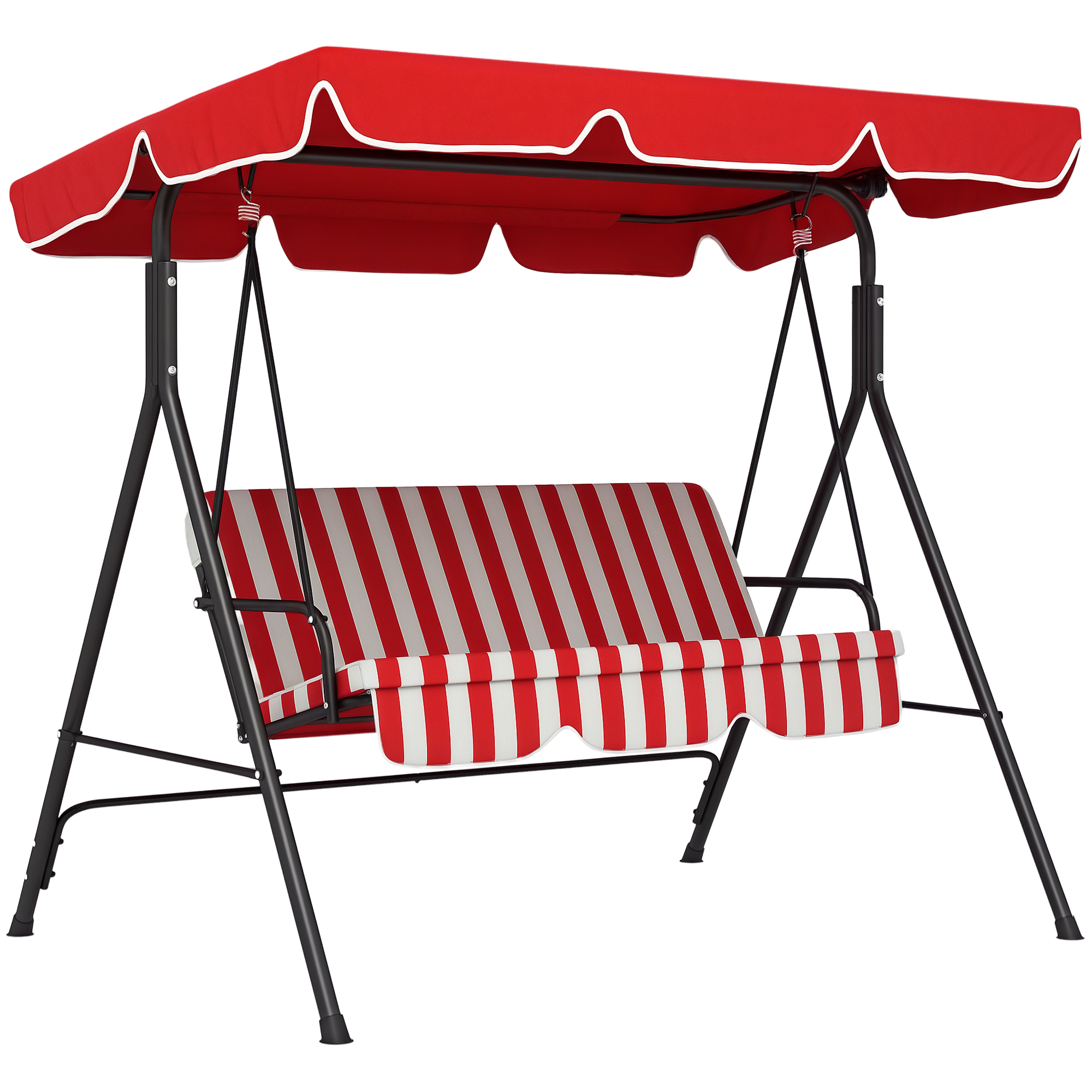 3-Seater Garden Swing with Adjustable Tilt Canopy, Seat and Back ...