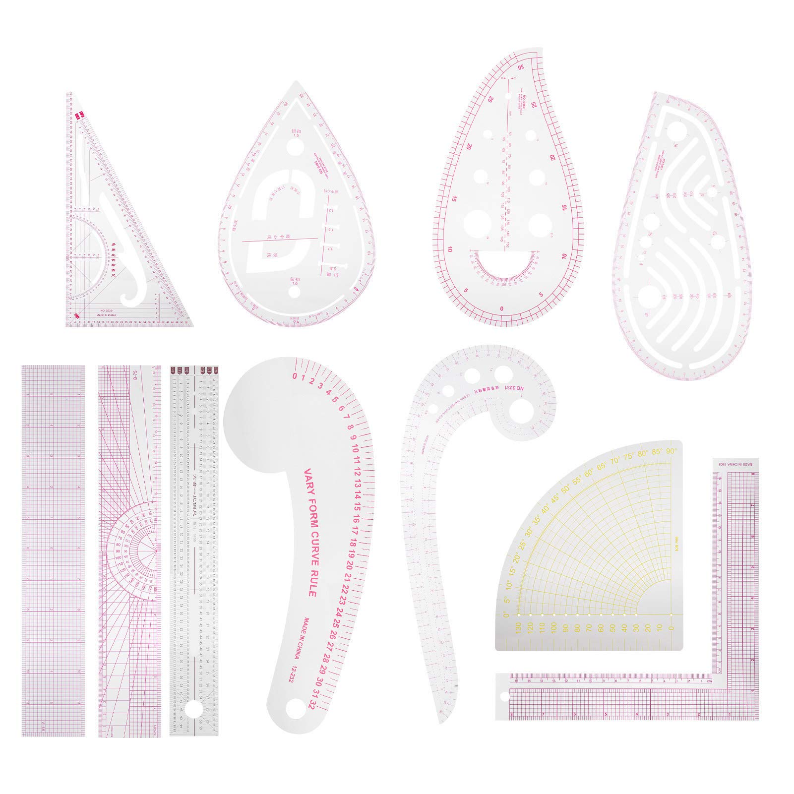 Juego de reglas de costura, regla de medición multifuncional, juego de ...