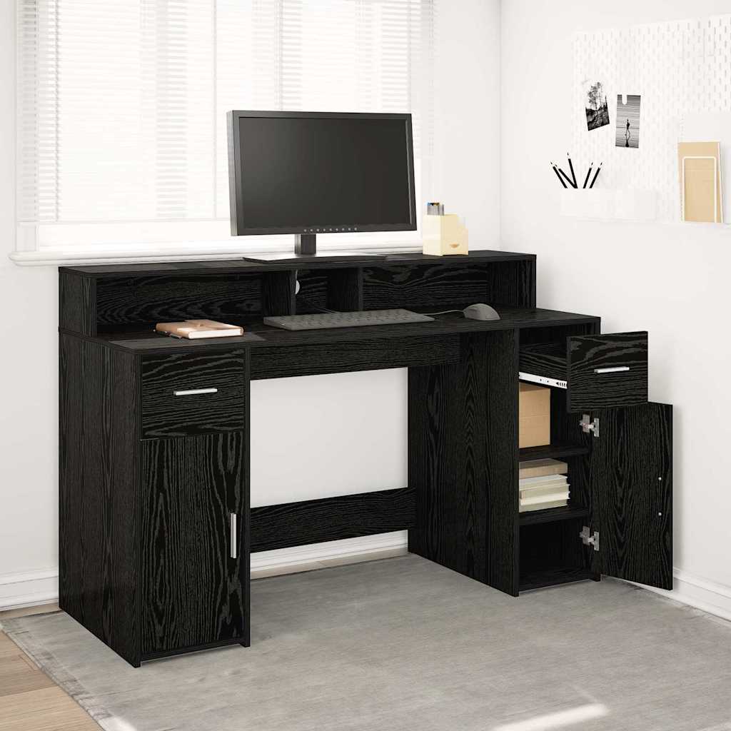 Escritorio Roble negro 140 x 55 x 91 cm Madera contrachapada | Leroy Merlin