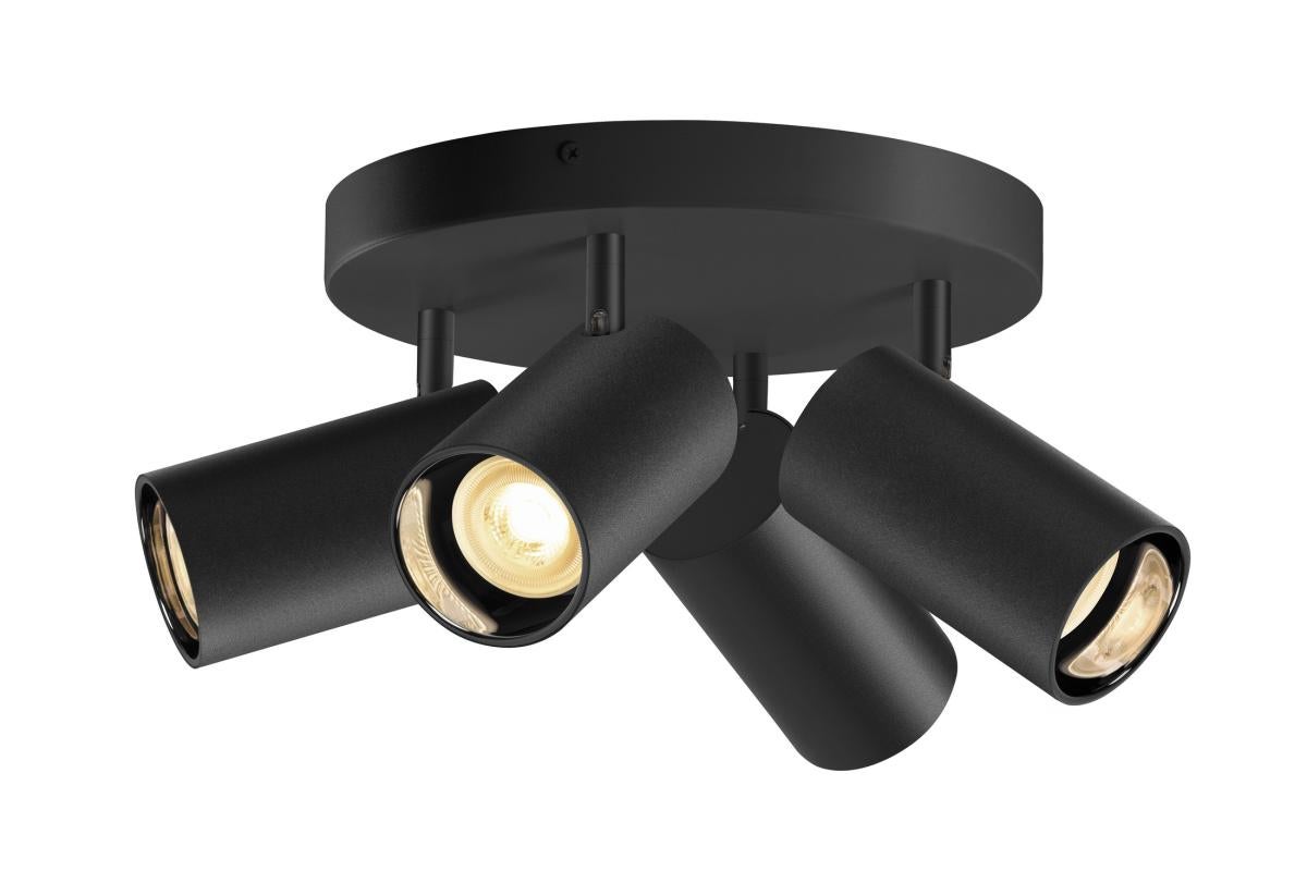 Plafonnier ASTO TUBE cylindrique GU10 4x max. 10W noir - SLV - 1006429 ...