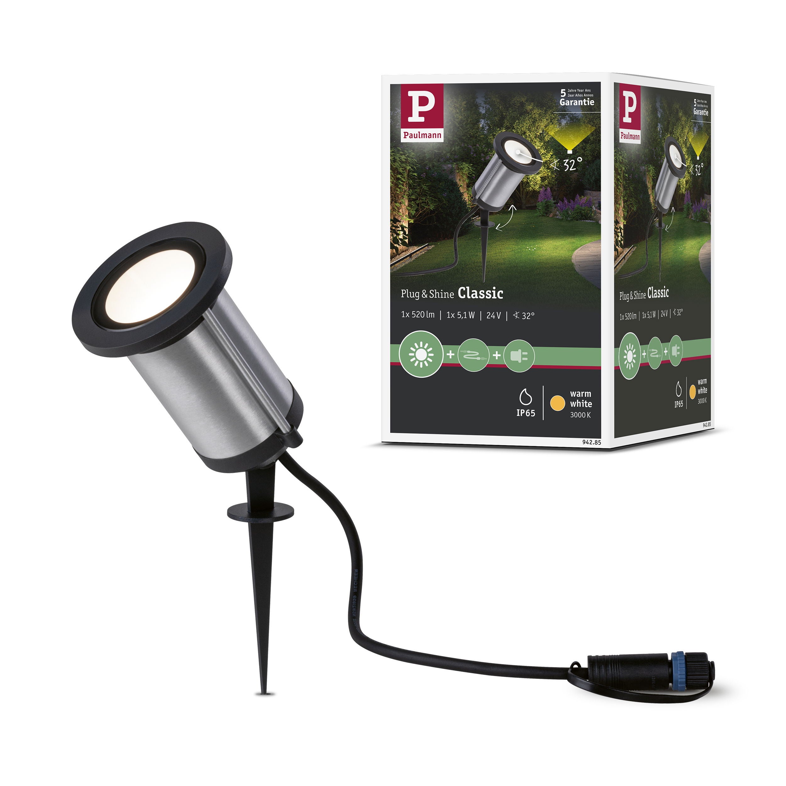 Plug & Shine Projecteur de jardin LED Classic Spot individuel IP65 ...