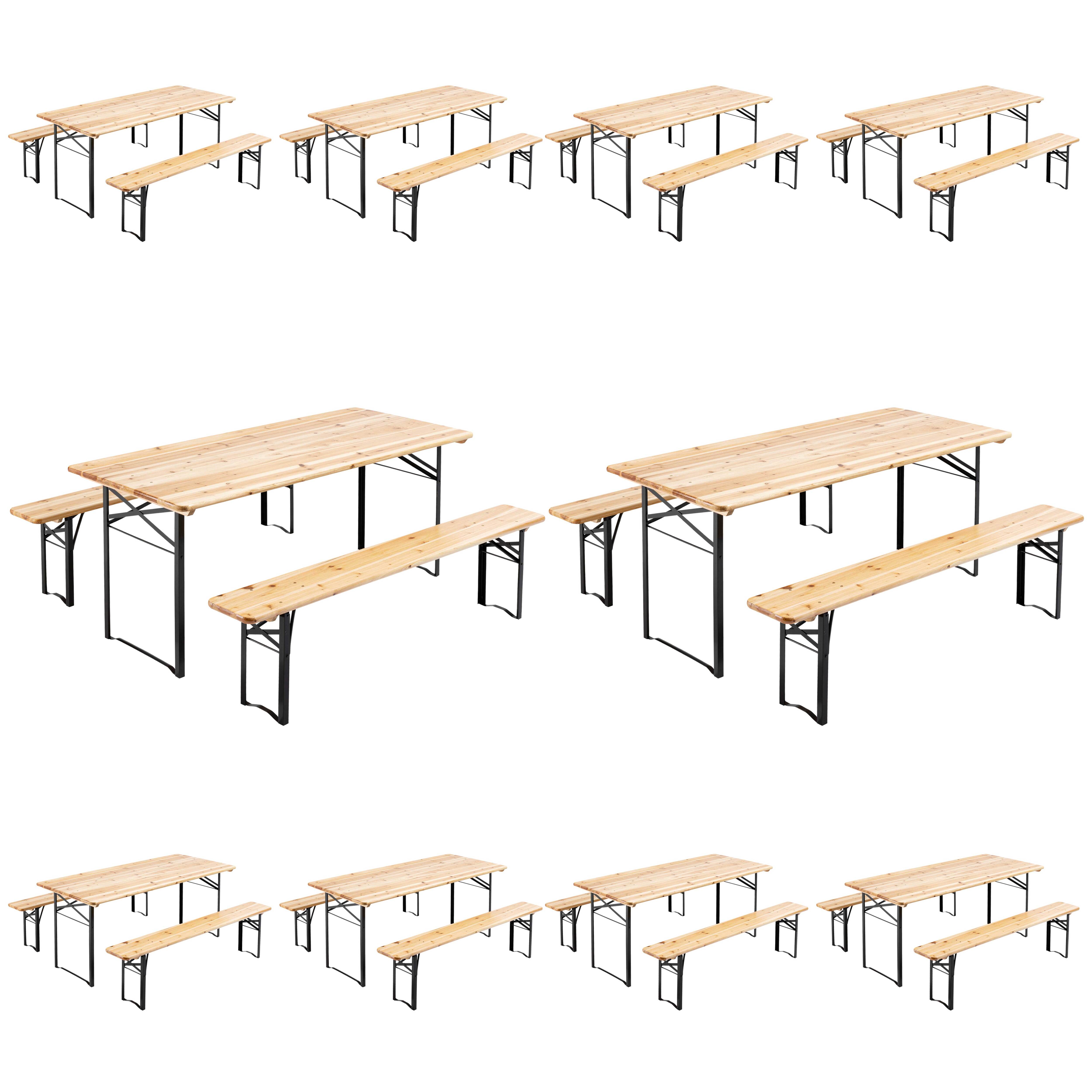 Lot de 10 table brasserie et 2 bancs en bois pliants 177x80x76cm ...