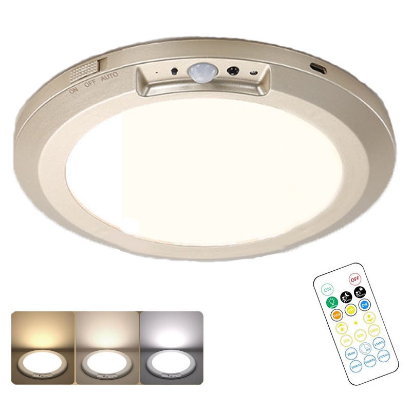 Luz de noche dorada con sensor de movimiento automático, luz de techo ...