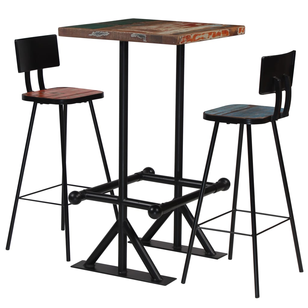 Mobilier de bar 3 pcs Bois de récupération massif Multicolore | Leroy ...