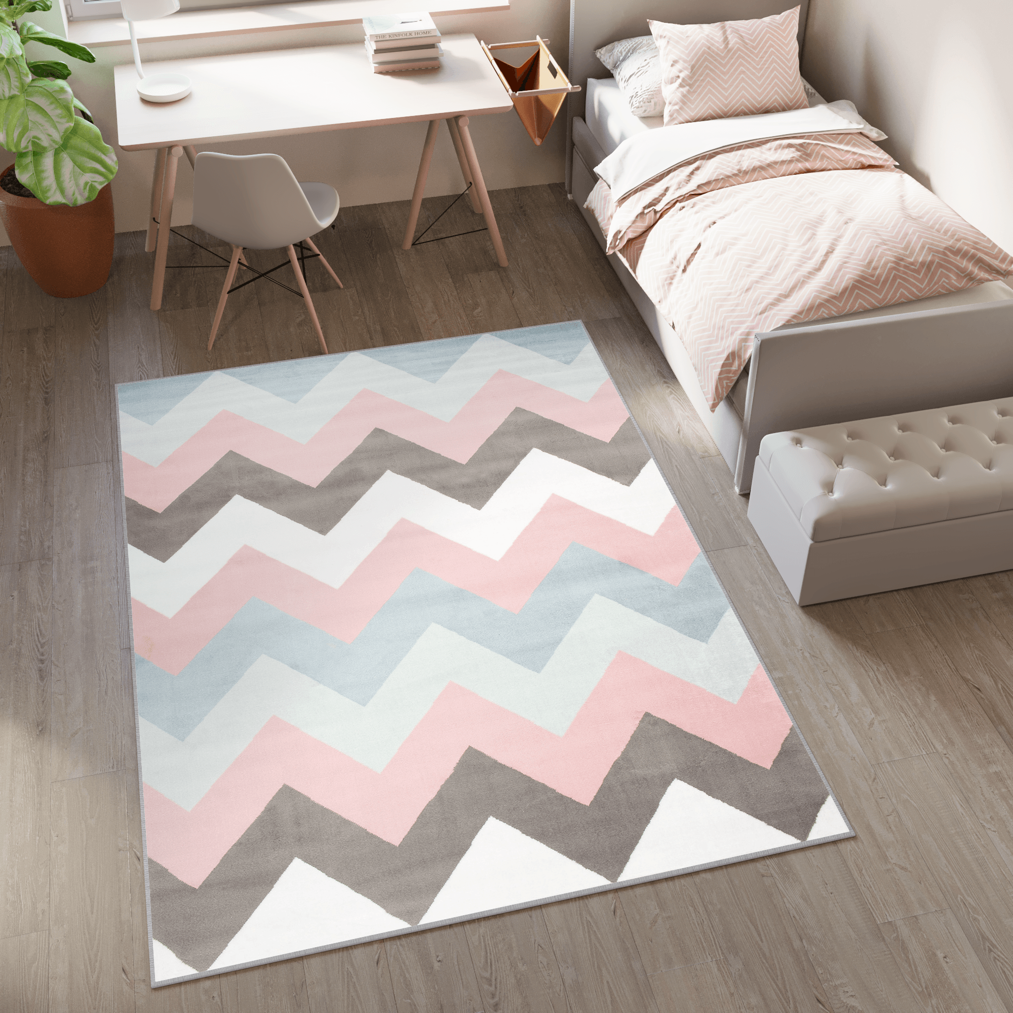 TAPISO Baby Tapis de Chambre Enfant Bébé Jeu Blanc Gris Rose Bleu ...