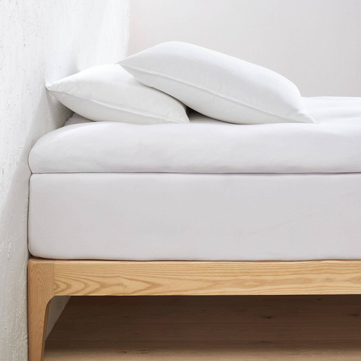 Drap-housse jersey surmatelas 30% coton recyclé - Blanc - 140 x 190 cm ...