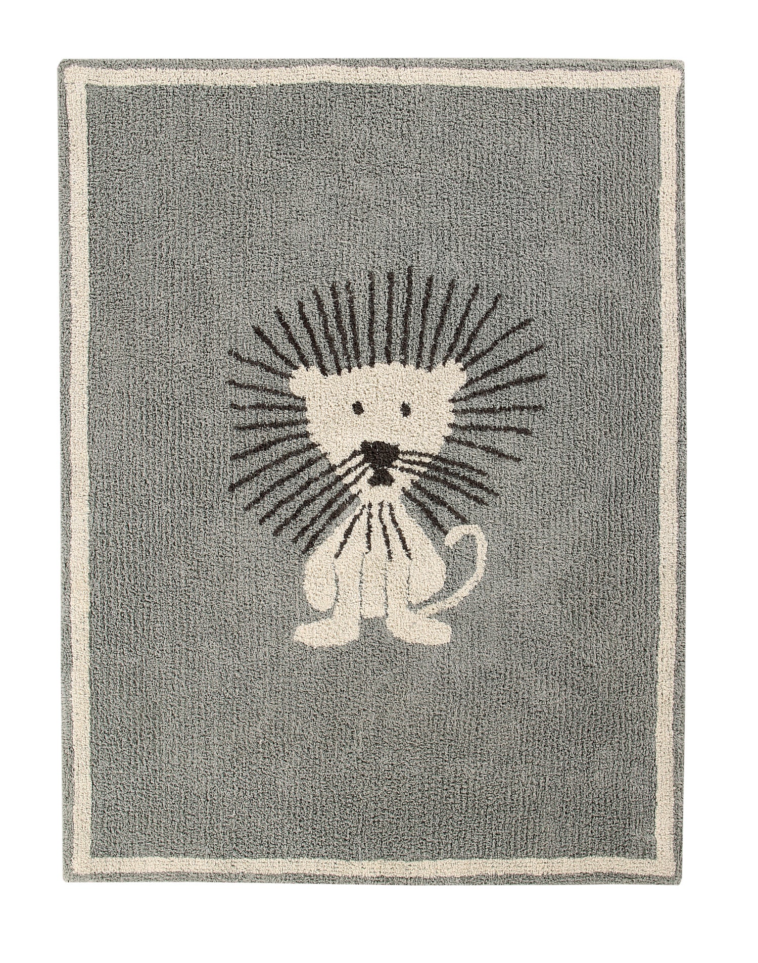 Tapis enfant lavable Lion - Gris - 120x160 cm | Leroy Merlin