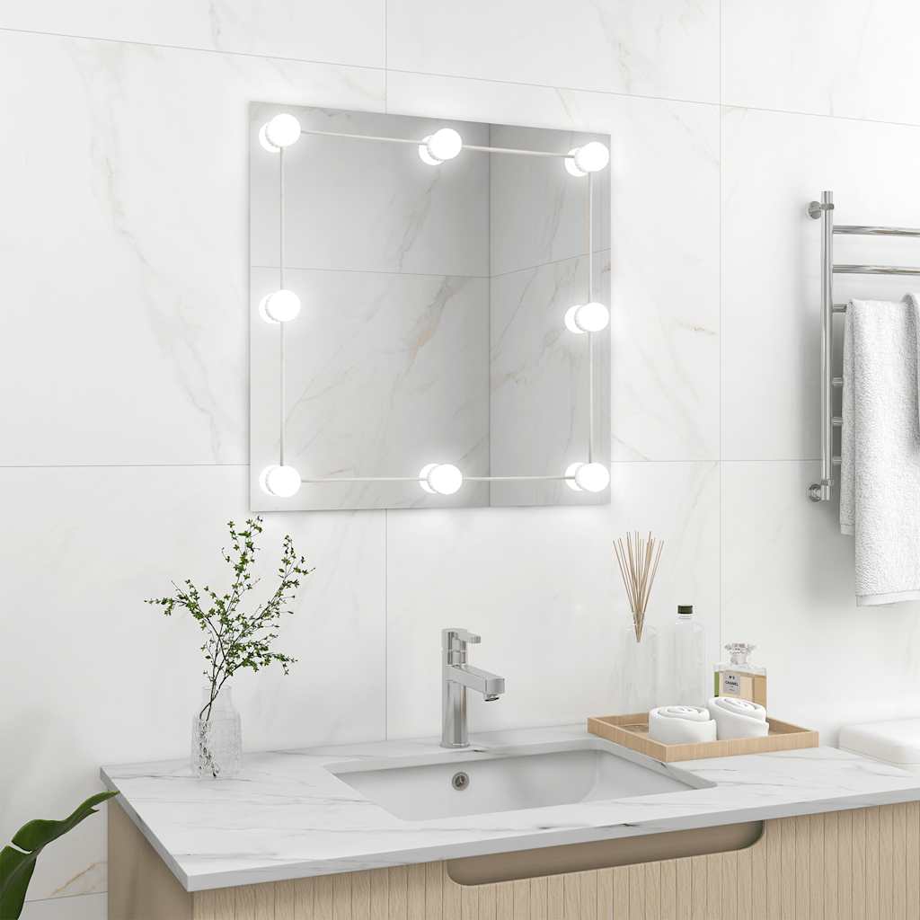 Espejo de pared cuadrado de cristal con luces LED | Leroy Merlin