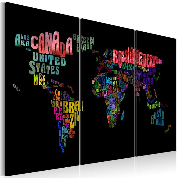 Tableau Cartes du monde Noms des pays - triptyque 120x80 cm | Leroy Merlin