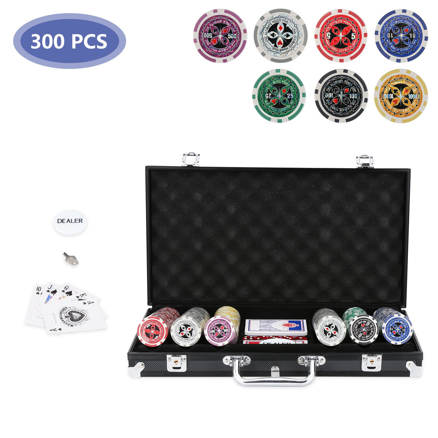 Jeu de Poker Premium pour Jetons de poker- Noir Coffret Verrouillable ...