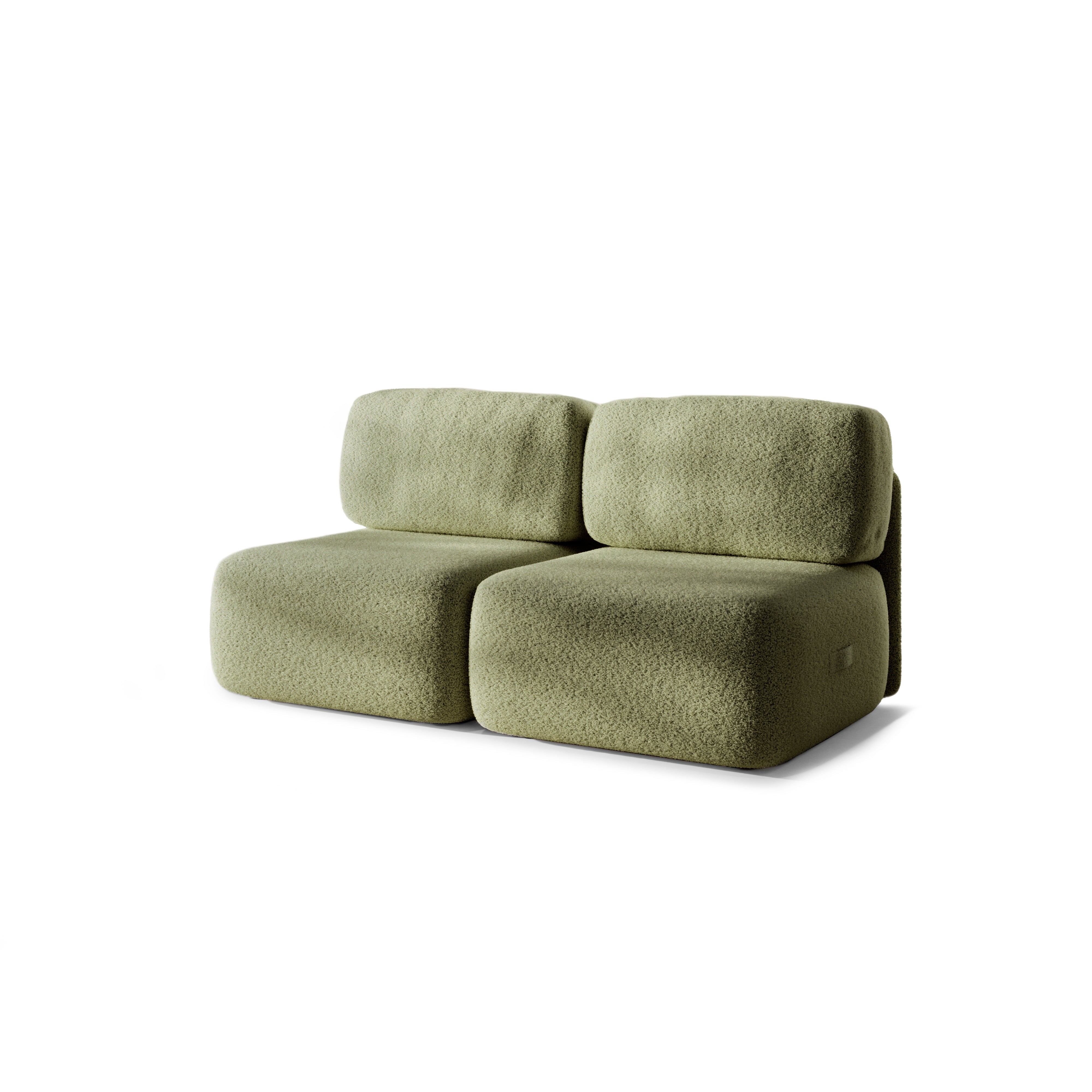 Canapé de 2 modules vert forêt bouclé, 90x96x182 | Leroy Merlin
