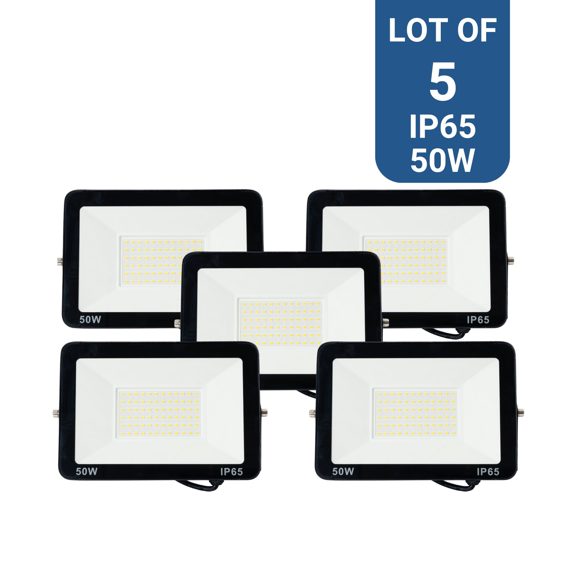 Pack de 5 projecteurs LED extérieur 50W - 95lm/W - IP65 - Blanc Chaud ...