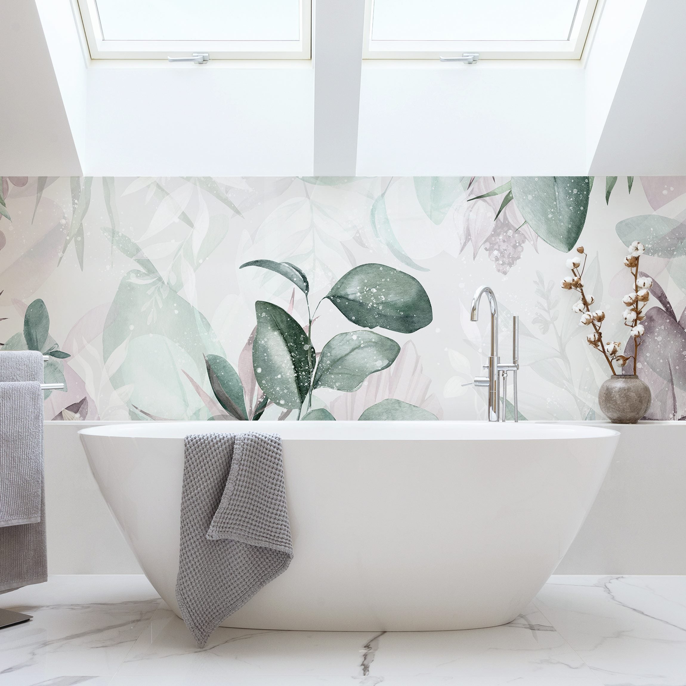 Revestimiento de pared para baño - Botany In Pastel Green & Pink 330 x ...