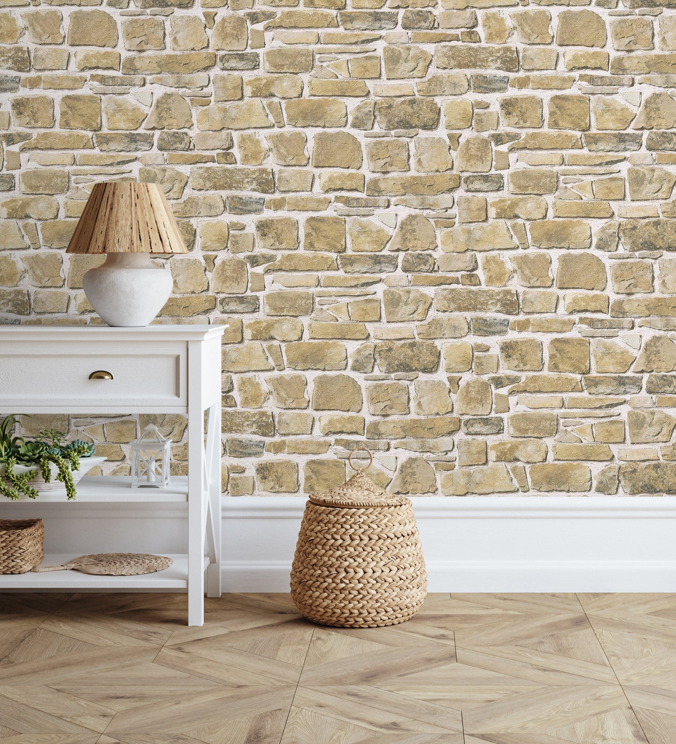 Papier peint vinyle lessivable mur imitation calcaire texturé - Lawton ...