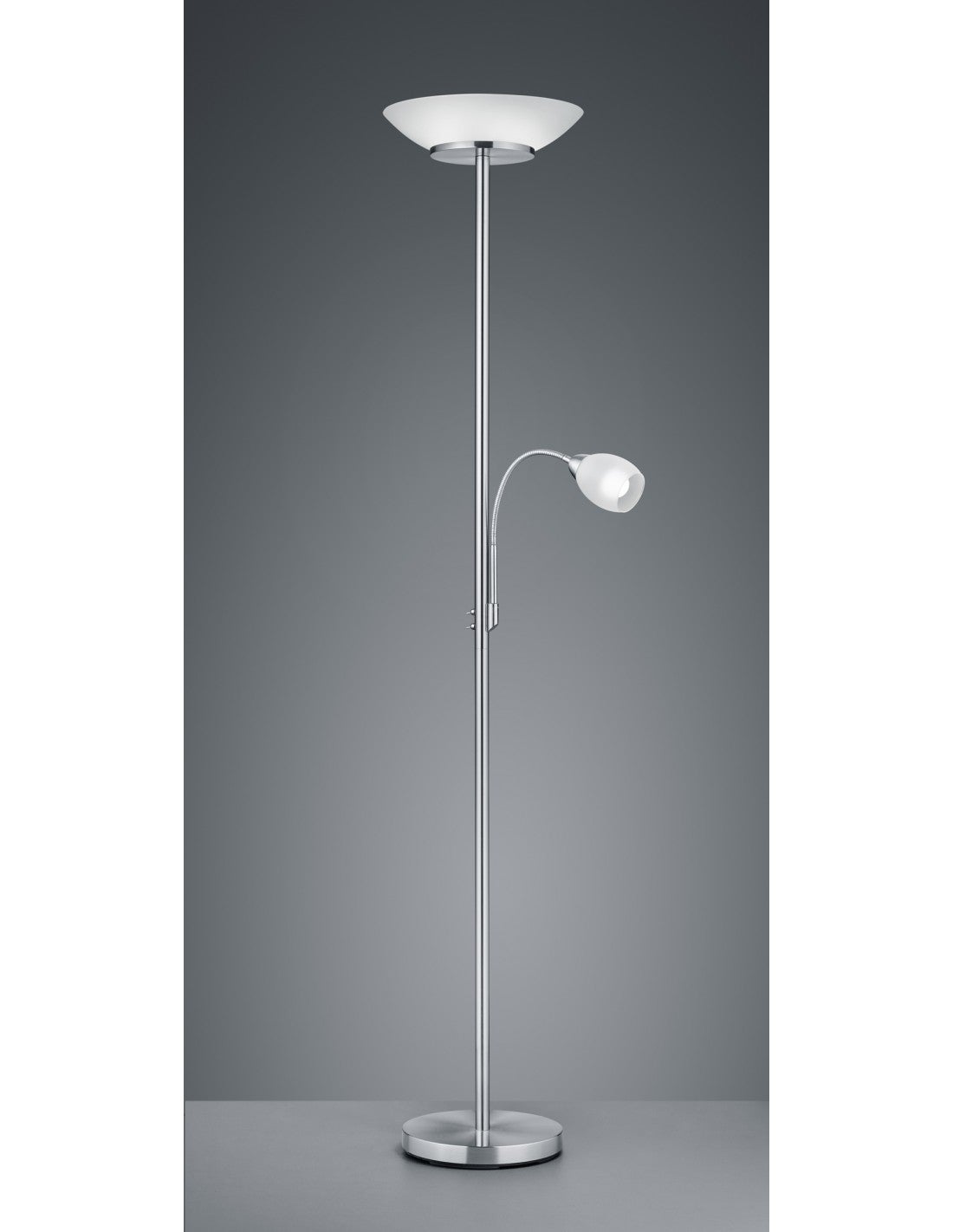 Lampadaire Avec Spot De Lecture Gerry Nickel Blanc Verre Ø34 cm Trio ...