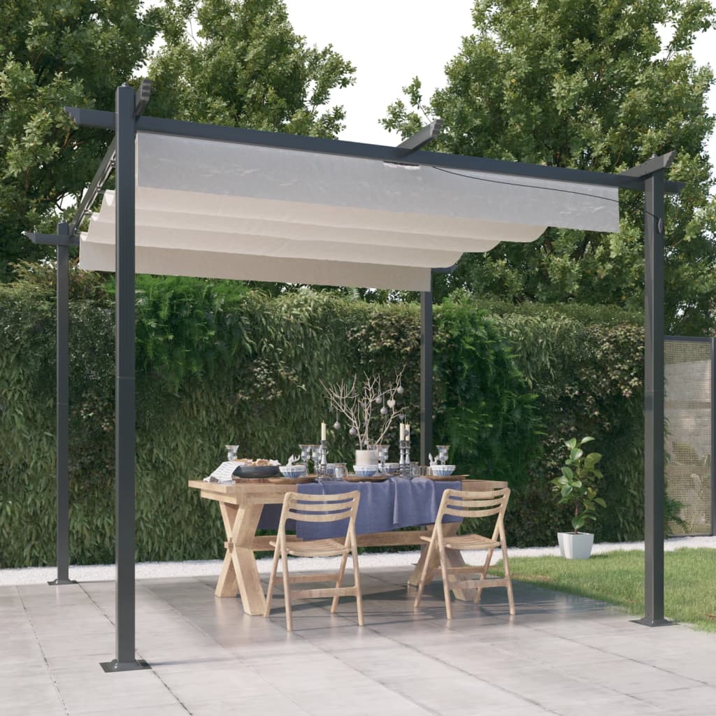 Tonnelle de jardin avec toit rétractable 3x3 m Crème | Leroy Merlin
