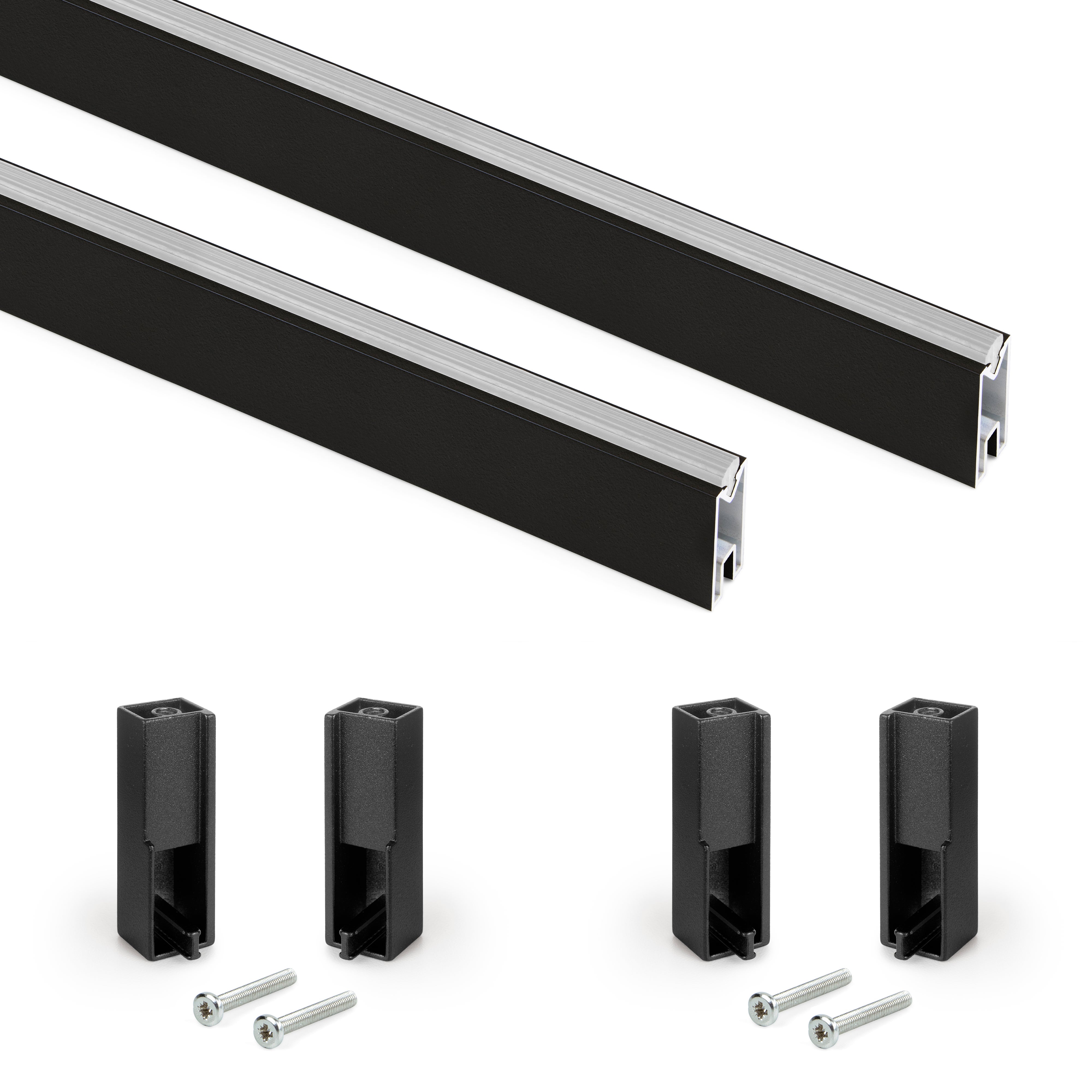Emuca Lot de 2 rails de penderie Luxe de 0,75 m de long avec supports ...
