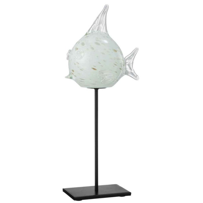 Statuette Déco "Poisson sur Pied" 37cm Blanc & Or | Leroy Merlin
